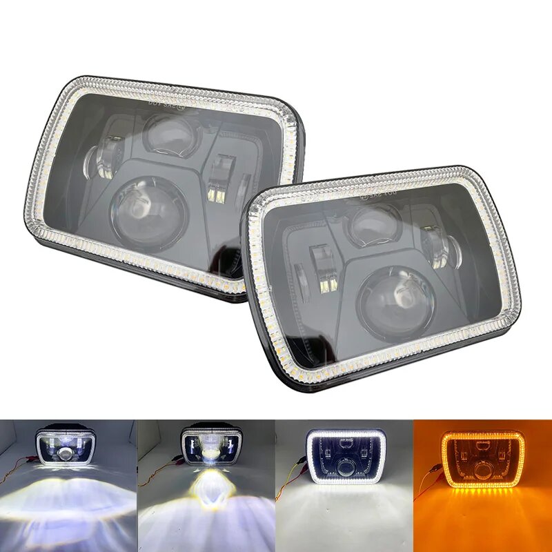 Модификация автомобиля передние фары 300 Вт квадратные 7 дюймов (5X7)/(7X6 светодиодный фары для грузовика 2pcs black DRL