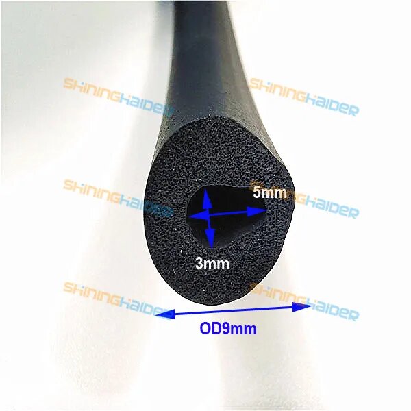 Пенообразная лента EPDM SHININGHAIDER 2 мм x 8 мм Length 5M, Black ID3mm OD9mm