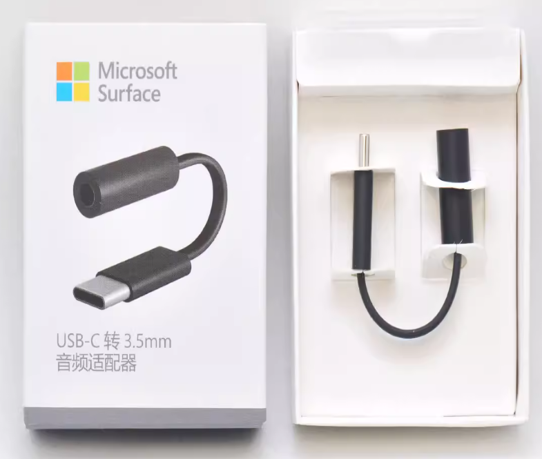 Оригинальный конвертер кабеля адаптера для наушников Microsoft Type-C USB-C до 3,5 мм