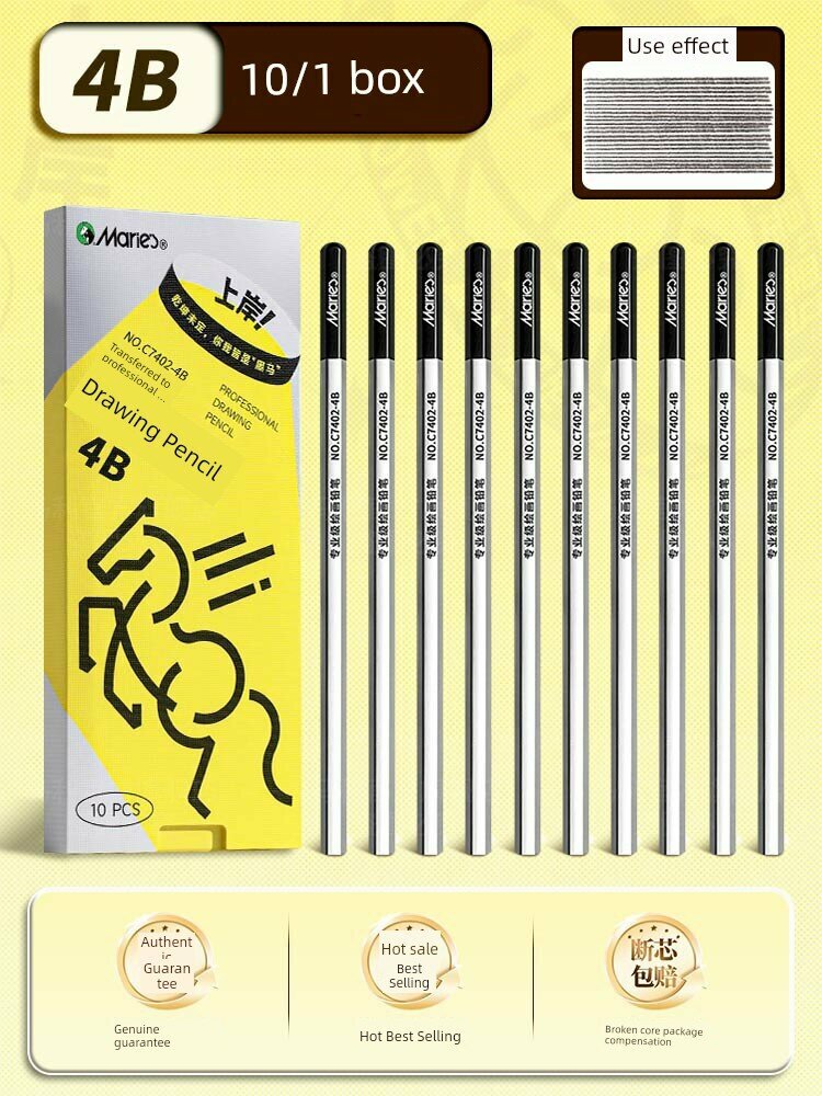 Marley Sketch Pencils Charcoal Pencils for Art Students 2B4B6B8B14B Professional-Grade Sketch Pen Tool Set Hb Drawing