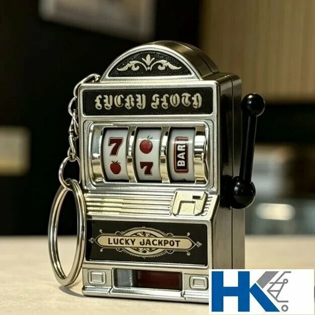 Брелок мини-игровой автомат 777 / Ретро лотерейная качалка / Сувенирный брелок для ключей / Игрушка-антистресс с рулеткой