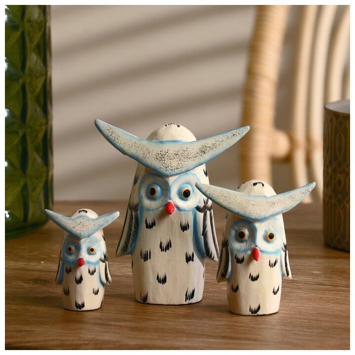 Сувенир дерево "Совушки" (набор 3 шт: 11, 9 и 7 см)