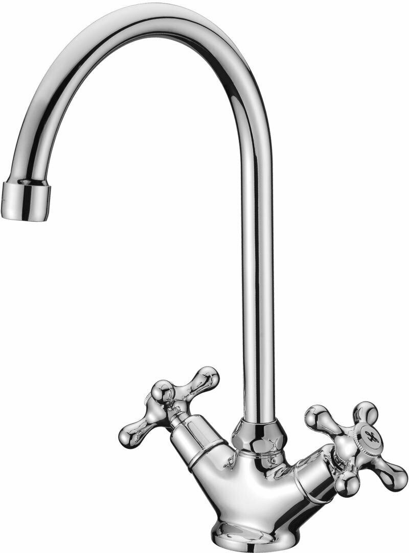 Смеситель Lemark LM1905C, кухонный, вентильный, поворотный, хромированное покрытие
