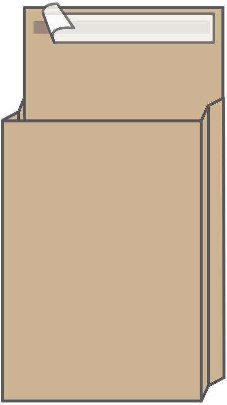 Комплект 100 шт, Пакет почтовый C4, UltraPac, 229*324*40мм, коричневый крафт, отр. лента, 130г/м2