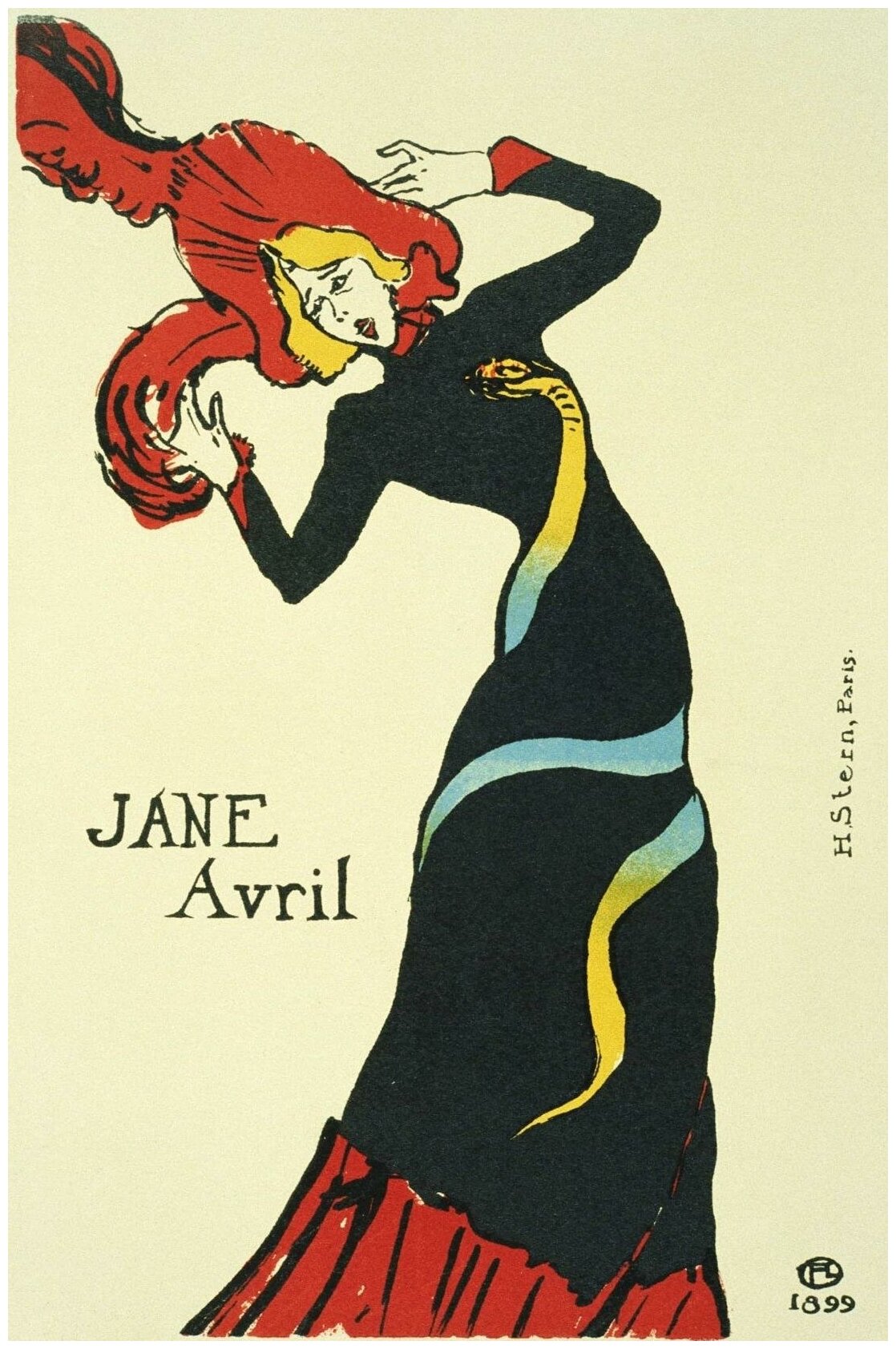 Постер / Плакат / Картина Королева Мулен Руж Jane Avril - винтажная реклама 40х50 см в раме