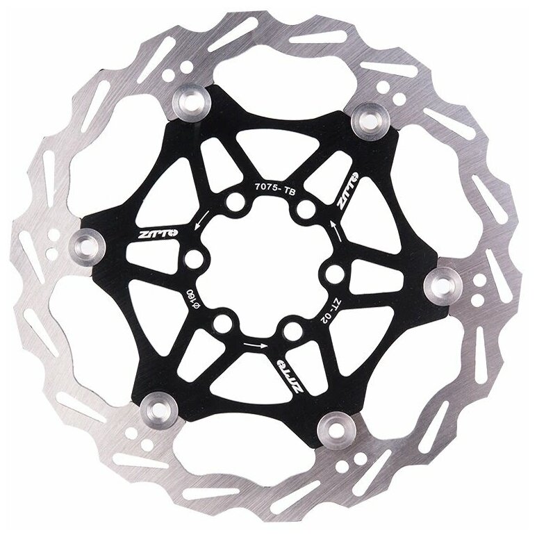 Тормозной диск ZTTO 160мм на "плавающем" 7075AL пауке, болты Т25, черный