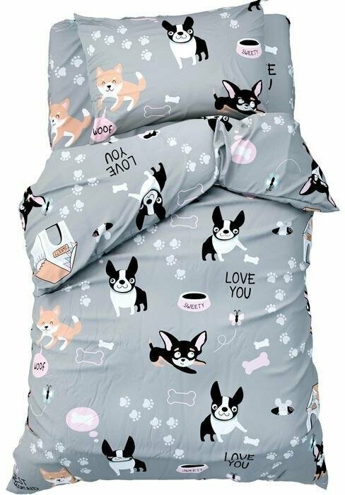 Постельное белье 'Этель' 1.5 сп Best friend 143 215 см, 150 214 см, 50 70 см -1 шт,100 хл, бязь