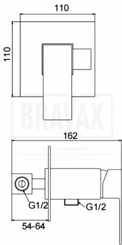 Смеситель встраиваемый с гигиеническим душем Frap F72802-6