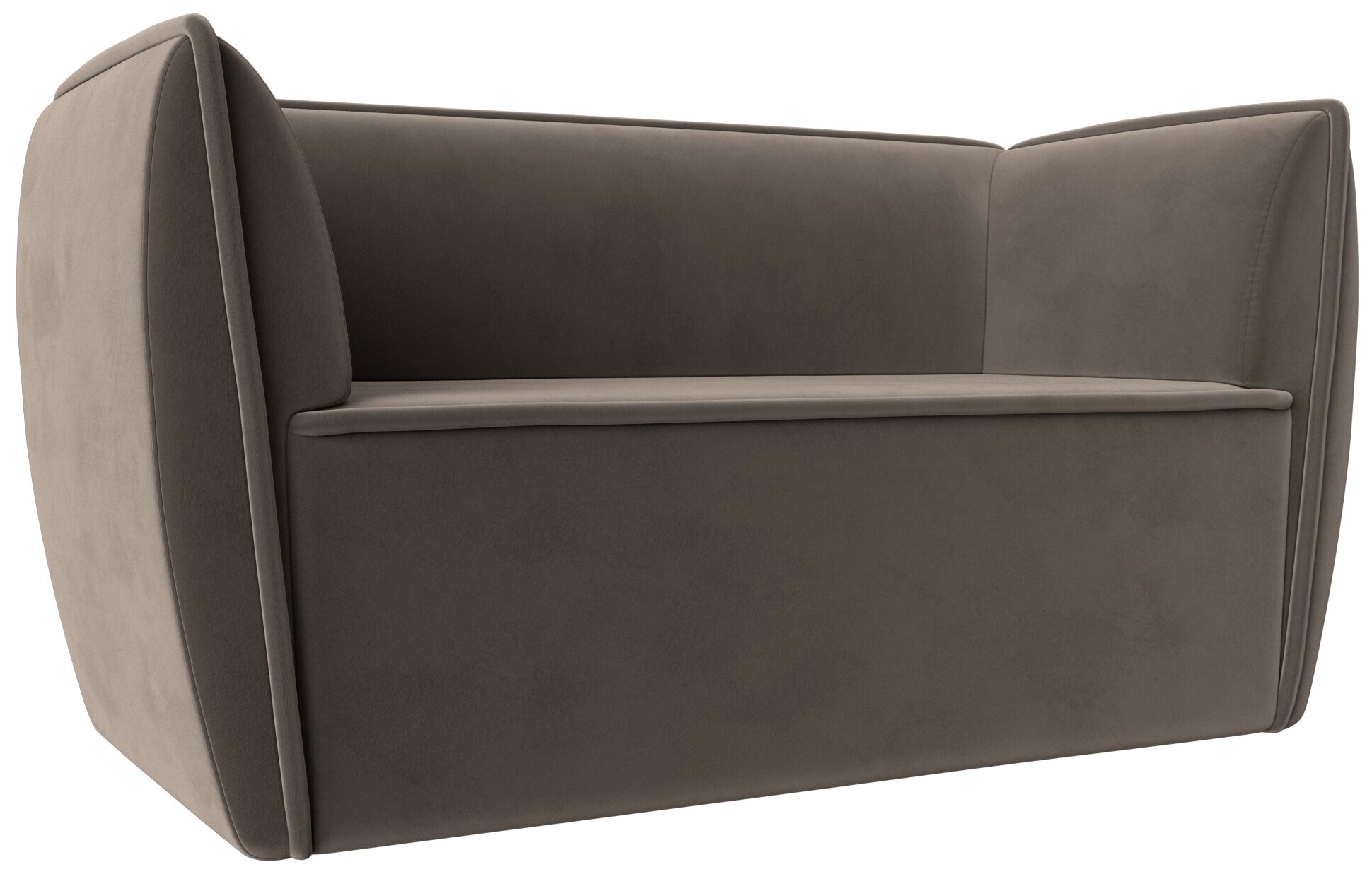 Диван кухонный прямой Бергамо 2-х местный, велюр, механизм нераскладной, коричневый, 140x64x80см. Хит Диванов