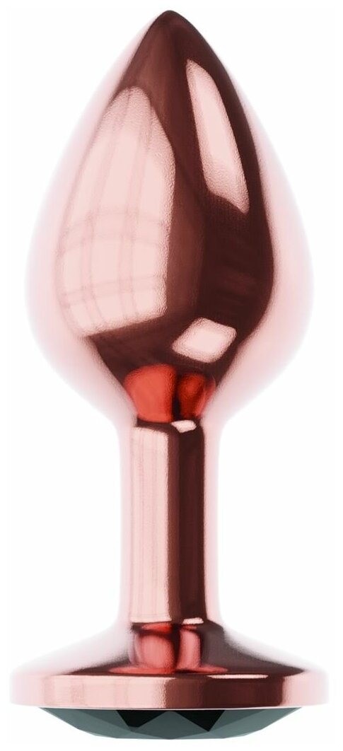 Пробка цвета розового золота с черным кристаллом Diamond Jet Shine L - 8,3 см,8,3 см,3,3 см, черный, металл, Унисекс, Анальные игрушки