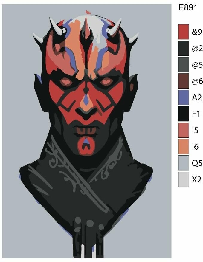 Детская Картина по номерам E891 Фильм Star Wars (Звёздные войны). Дарт Мол 20x30