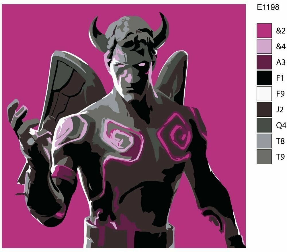 Детская картина по номерам E1198 "Игра Fortinite (Фортнайт). Демонический Рейнджер Любви" 30x30