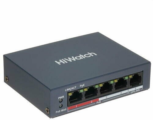 Коммутатор 4-портовый PoE HiWatch DS-S504P(B) 10/100 Мбит/с