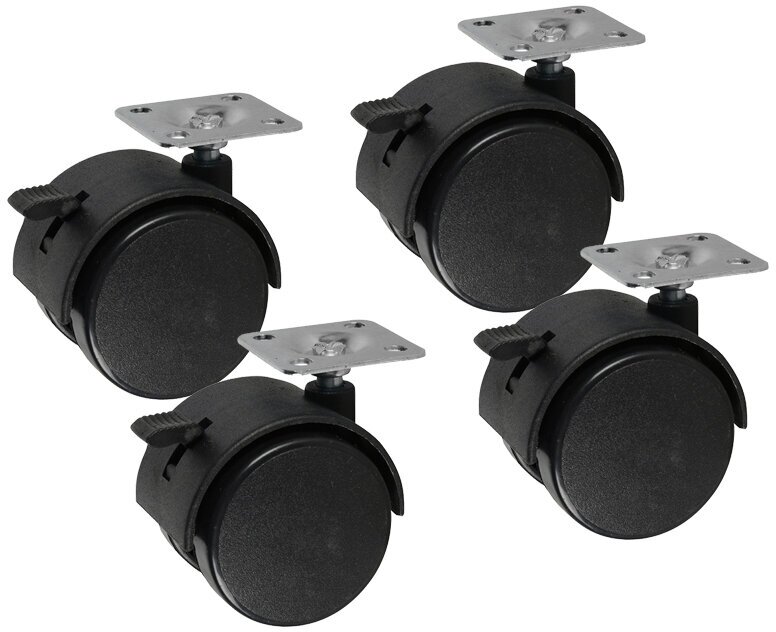 Комплект из 4 шт. колёсная опора d40, со стопором, площадка 38х38, KLS-01-D40-B