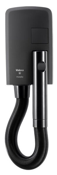 Фен настенный Valera Hospitality Hotello (832.01/T black matt), мощность 1200 Вт, автоматическое включение и выключение, электрический таймер, суперкомпактный, растягивающийся шланг, лёгкий монтаж