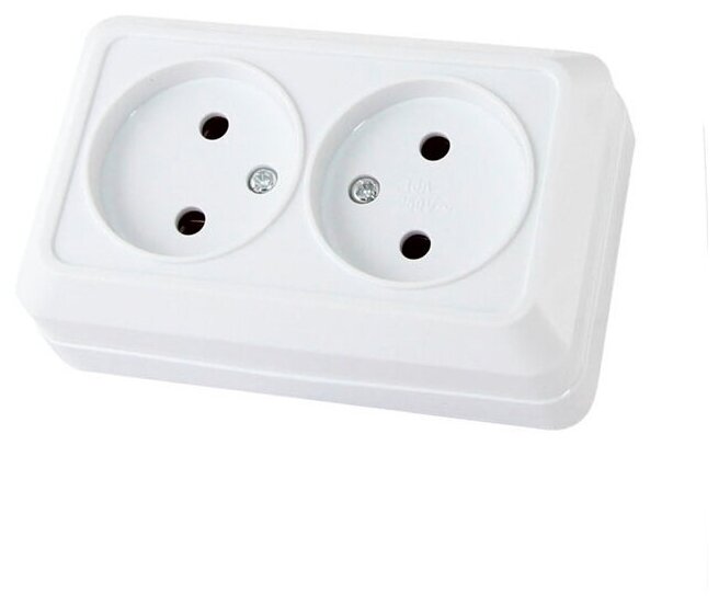 Набор Розетка двойная 2П IP20 10А, белая "Дача" Народная {SQ1824-0009} 20 шт