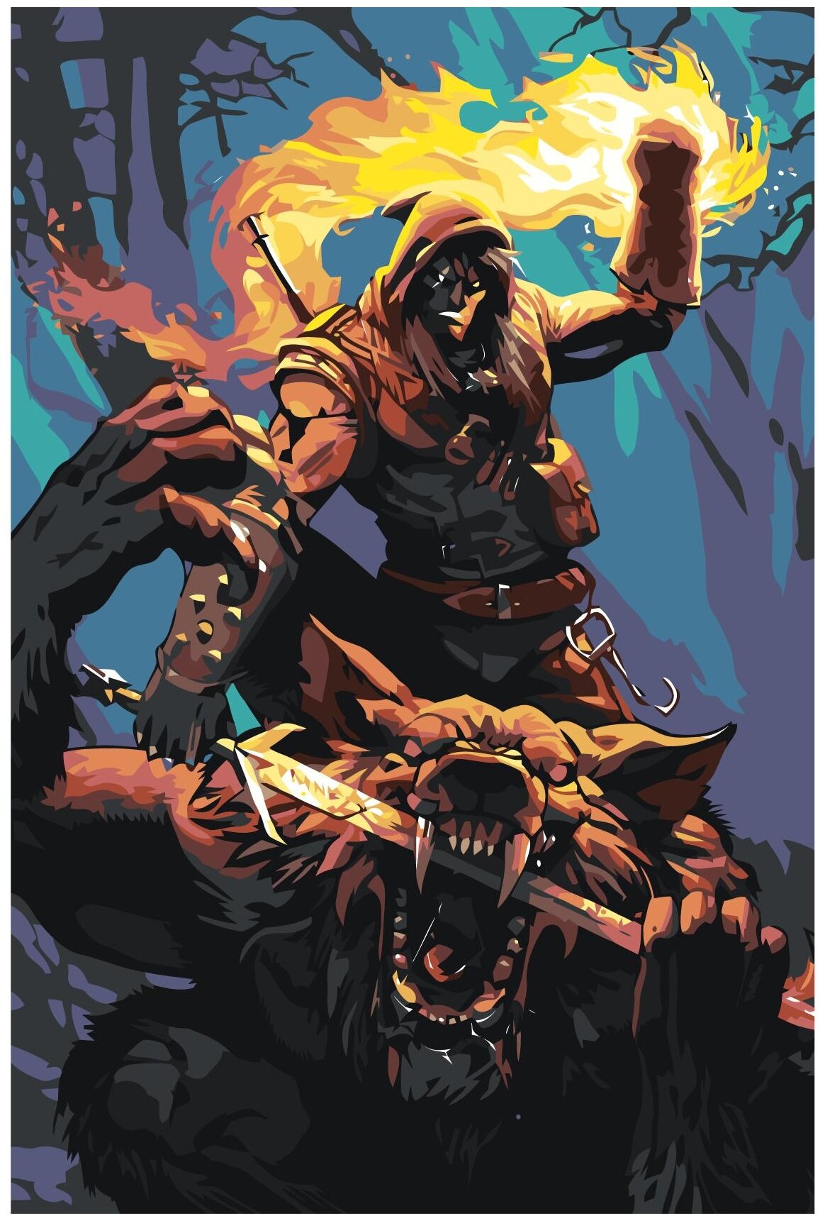 Ведьмак с мечом Раскраска картина по номерам на холсте