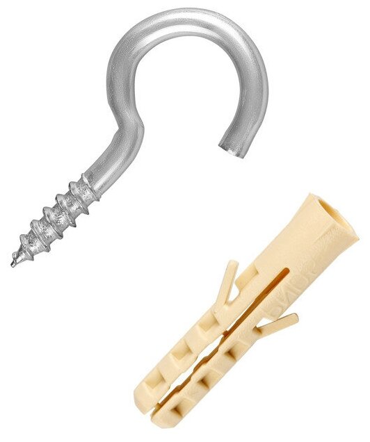 Шуруп-полукольцо 3,0x25мм с дюбелем 4 шт - комплект крепежа для монтажа и фиксации материалов