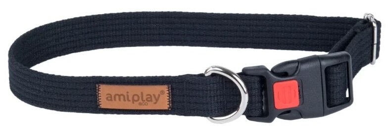 Oшейник регулируемый с блокировкой AmiPlay Cotton L 40-60/2,5 см, черный