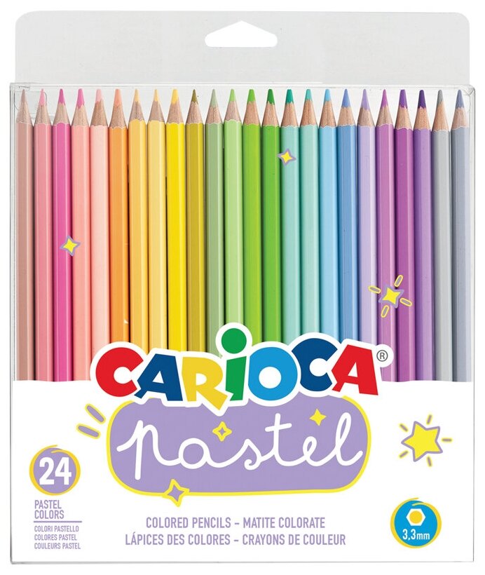 Карандаши цветные Carioca "Pastel", 24цв, заточен, ПВХ, европодвес