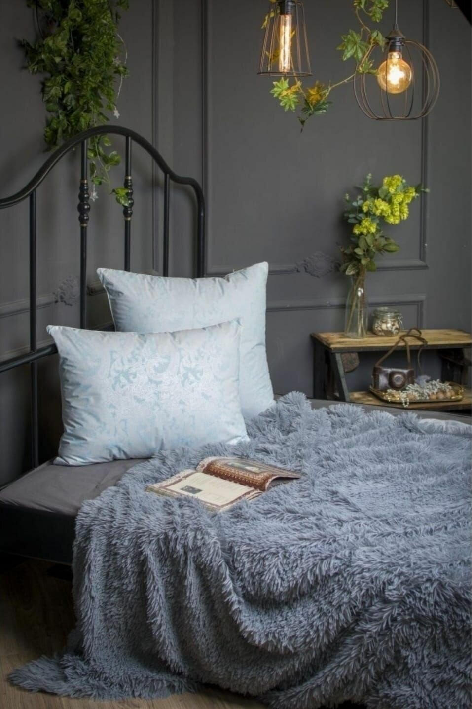 Серый плед травка 220*240