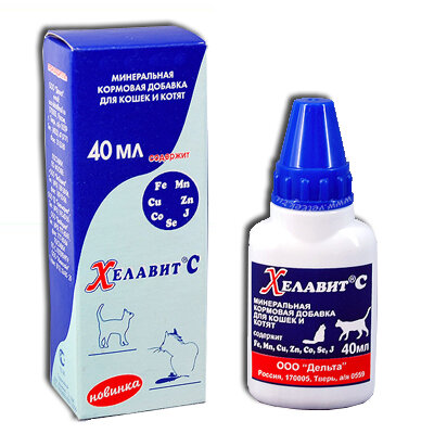 Добавка в корм Хелавит Хелавит C для кошек и котят 60 г 40 мл х 1 уп.