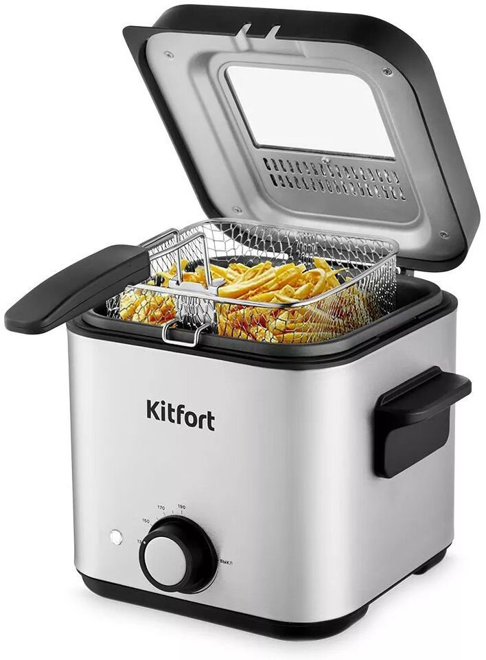 Фритюрница KitFort КТ-4075 серебристый/черный