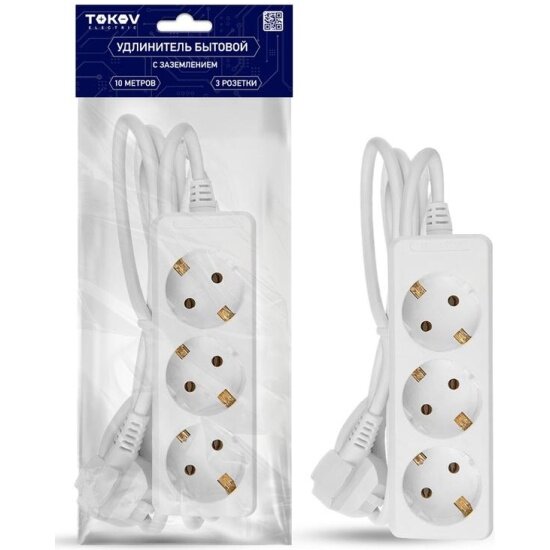 Удлинитель Tokov Electric 3х10м с заземл. 16А 3х1, TKE-C01-BU3-10-1-Z