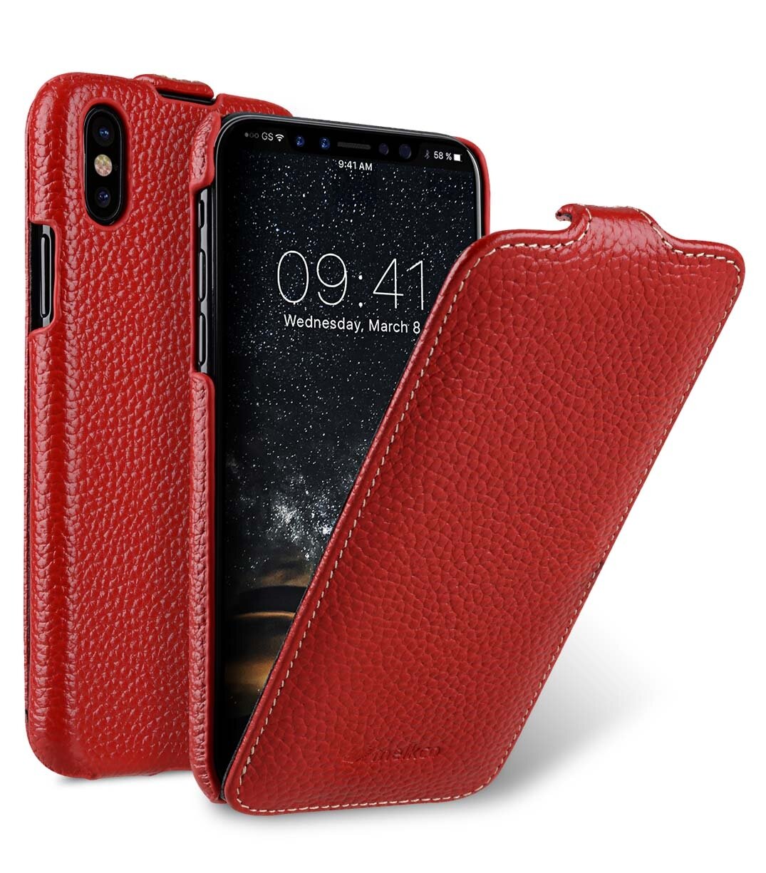 Кожаный чехол Melkco для Apple iPhone X/XS - Jacka Type - красный