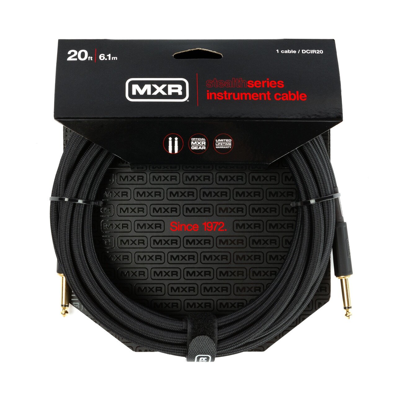 Инструментальный кабель, Dunlop DCIR20 MXR Stealth, 6.1 метра, черный, прямой-прямой