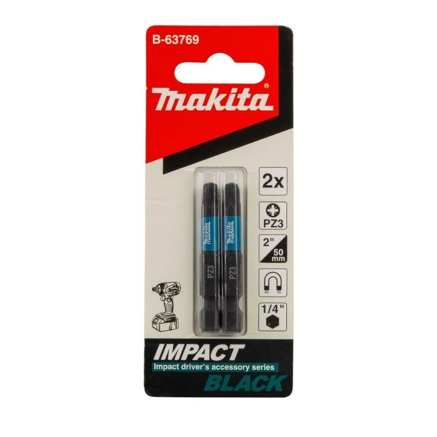 Бита Impact Black PZ3, 50 мм, E-form (MZ), 2 шт. Makita B-63769