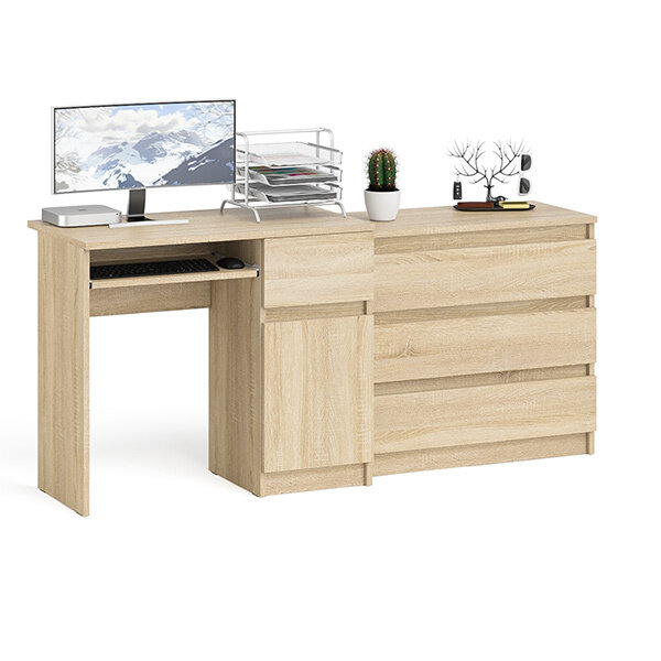 Стол компьютерный Мори МС-1 правый + Комод МК800.1, цвет дуб сонома