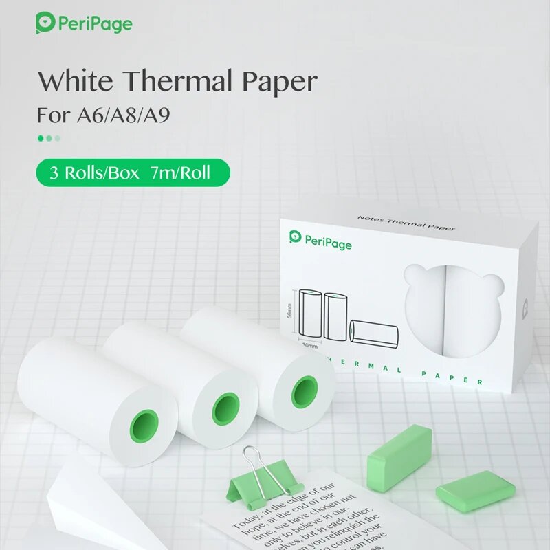 Термобумага Peripage White Paper 3 Rolls, A6/A8/A9