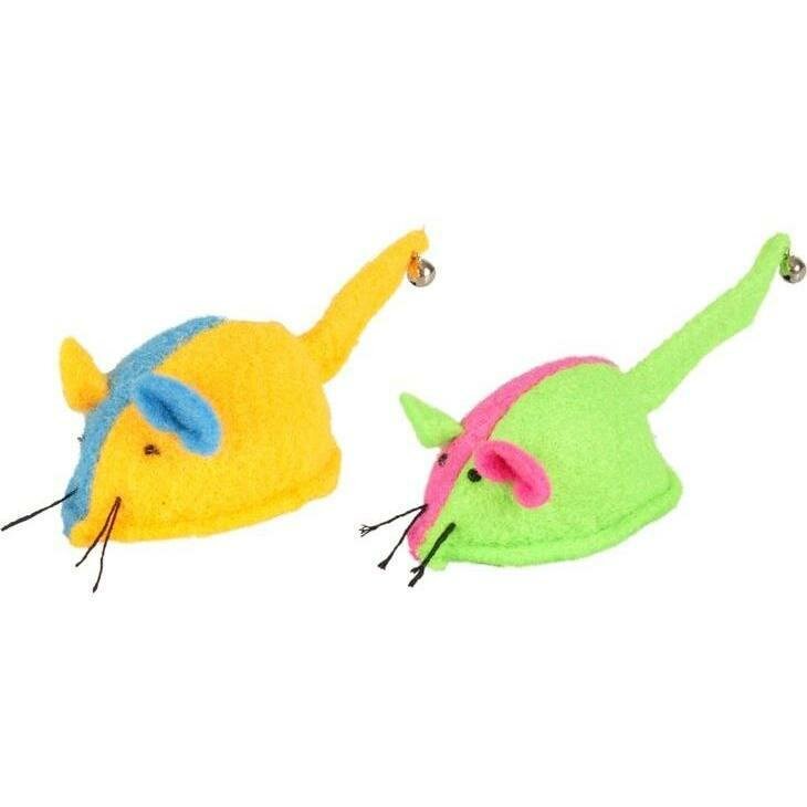 Игрушка для кошек "Мышка" с колокольчиком, текстиль, в ассортименте, Flamingo