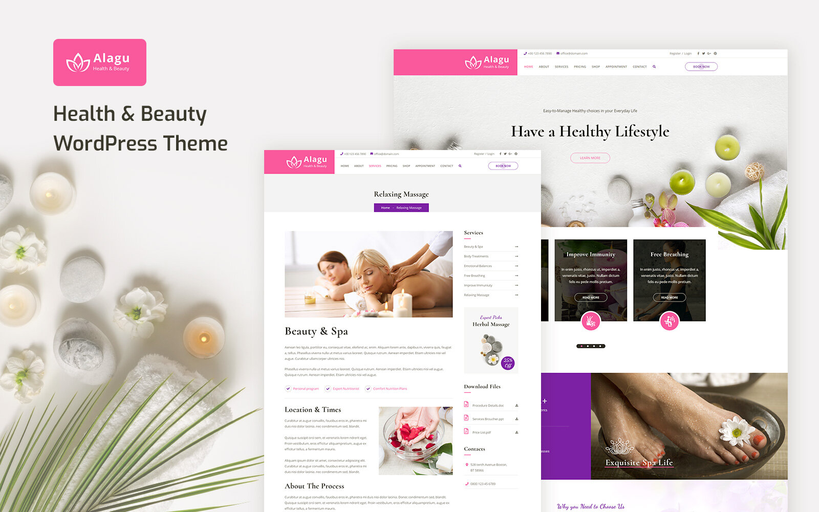 Подарочный сертификат на Шаблон для сайта Вордпресс с демоконтентом Alagu - Beauty Salon Theme WordPress