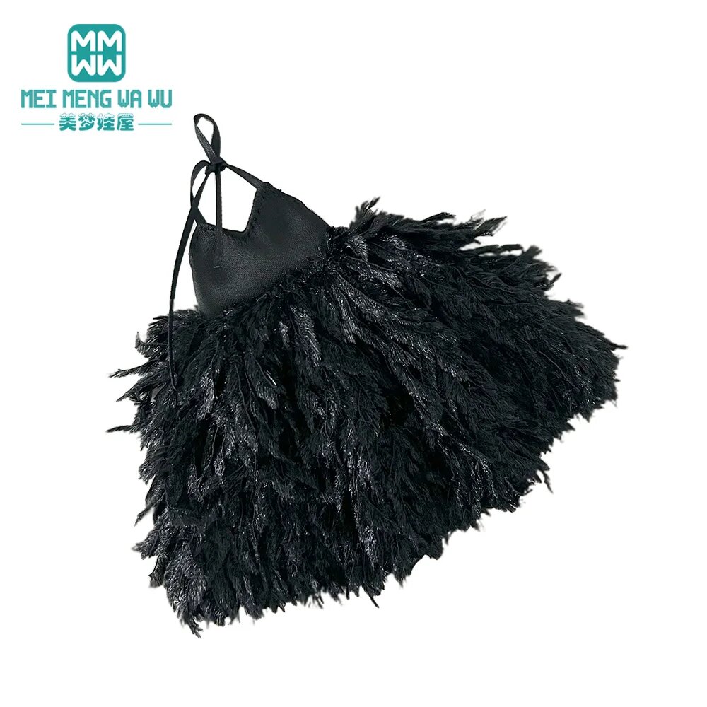 Юбка с перьями для кукол Blyth Azone Черный, XB--133-E
