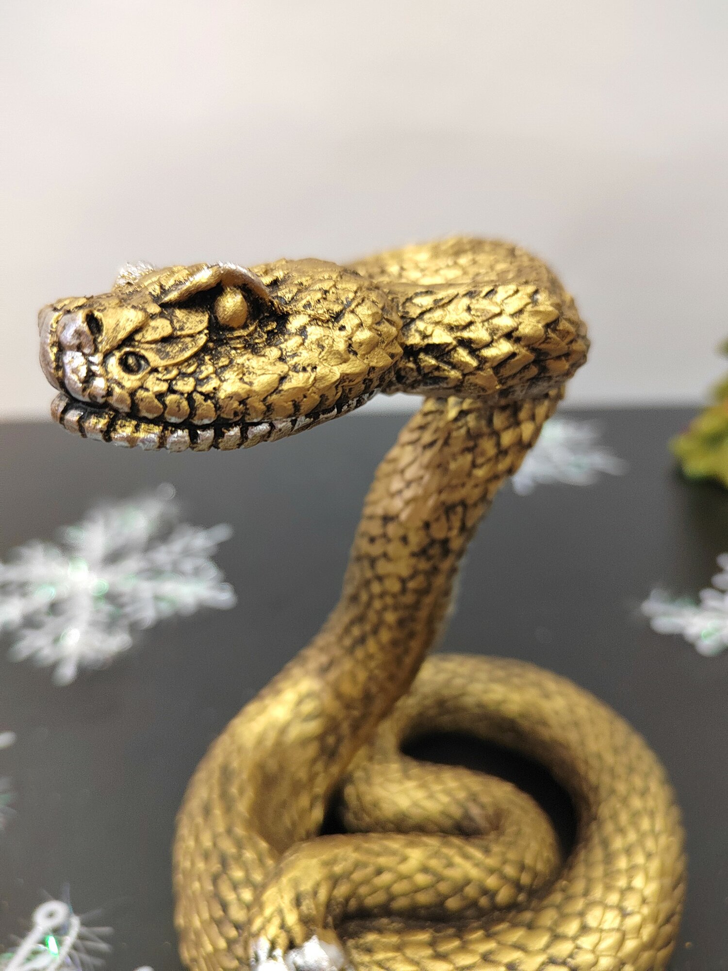 Фигурка ЗМЕЯ ГРЕМУЧАЯ сувенирная, декоративная для дома и сада(бронза) 13*10*14см 716713/SGZ004