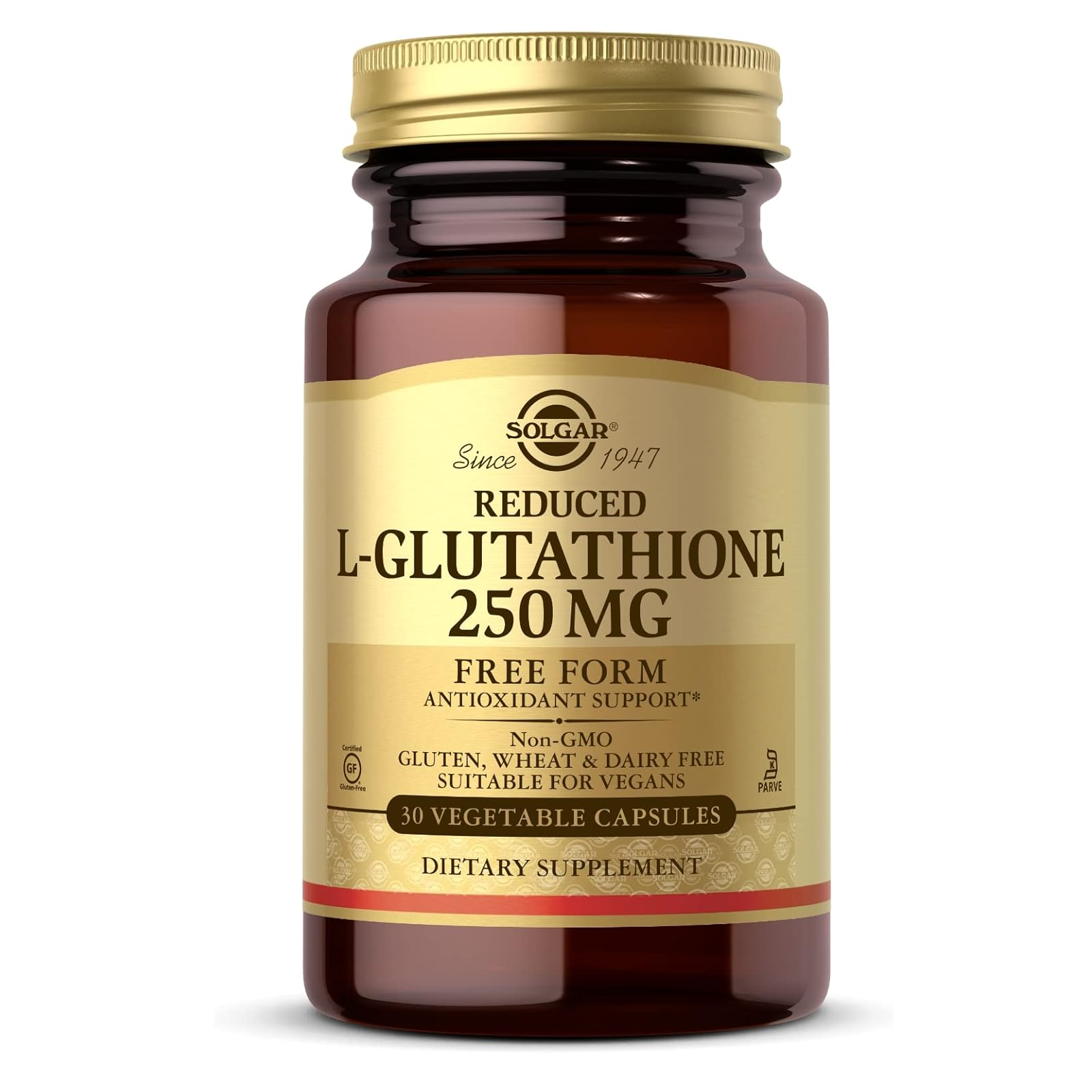 Solgar, L-Glutathione, L-глутатион в капсулах, 250 мг, 30 капсул