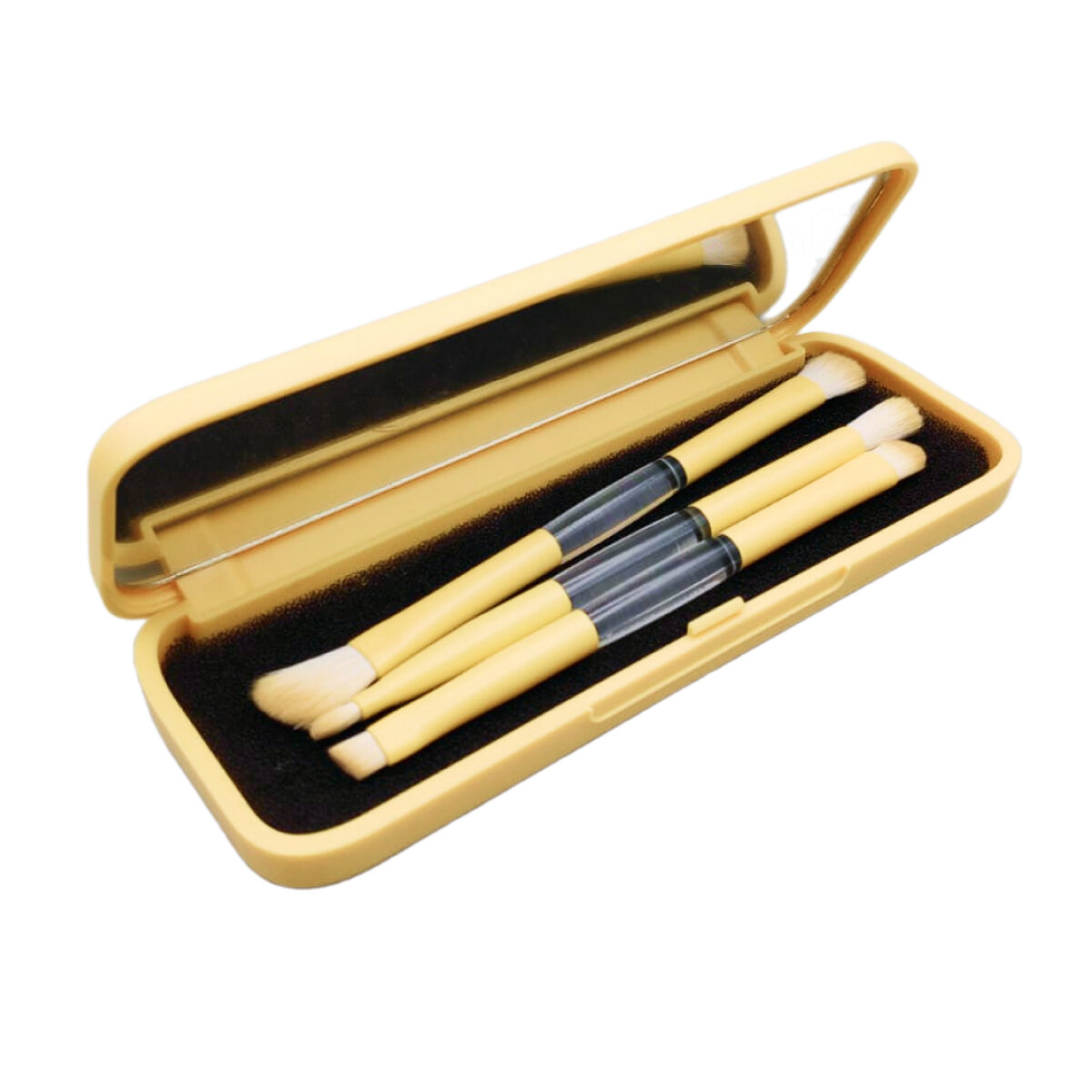 Nail Art Набор кистей для макияжа в футляре с зеркалом, 3 шт, желтый