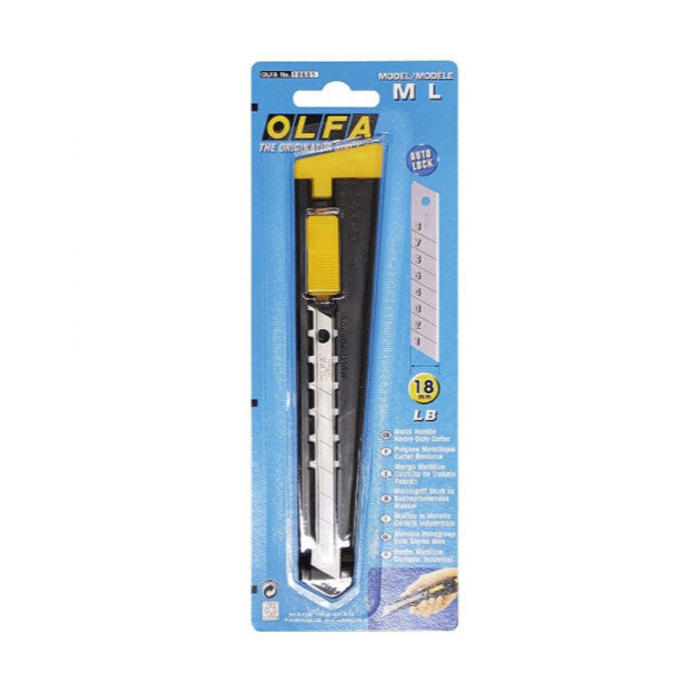 Нож OLFA металлический с выдвижным сегментированным лезвием и автофиксатором OL-ML