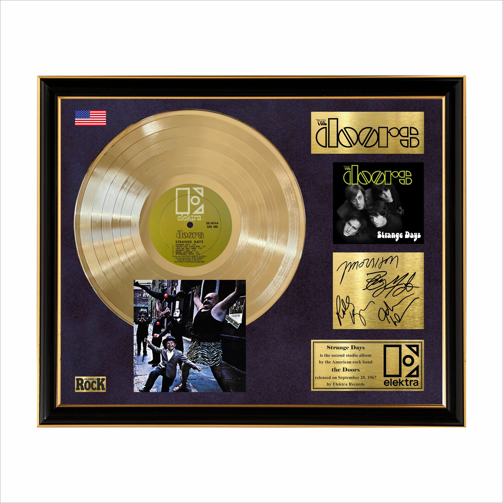 The Doors Strange days золотой винил с автографом в рамке