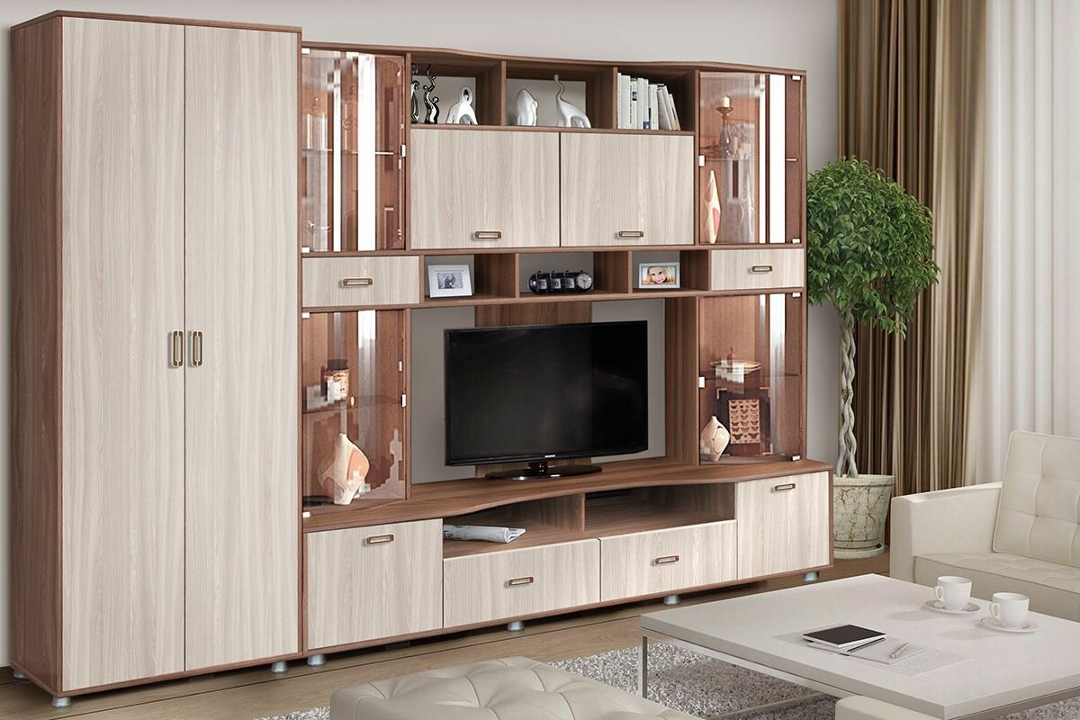 Комплект мебели для гостиной Аллегро композиция 4 Ясень тёмный/Ясень светлый