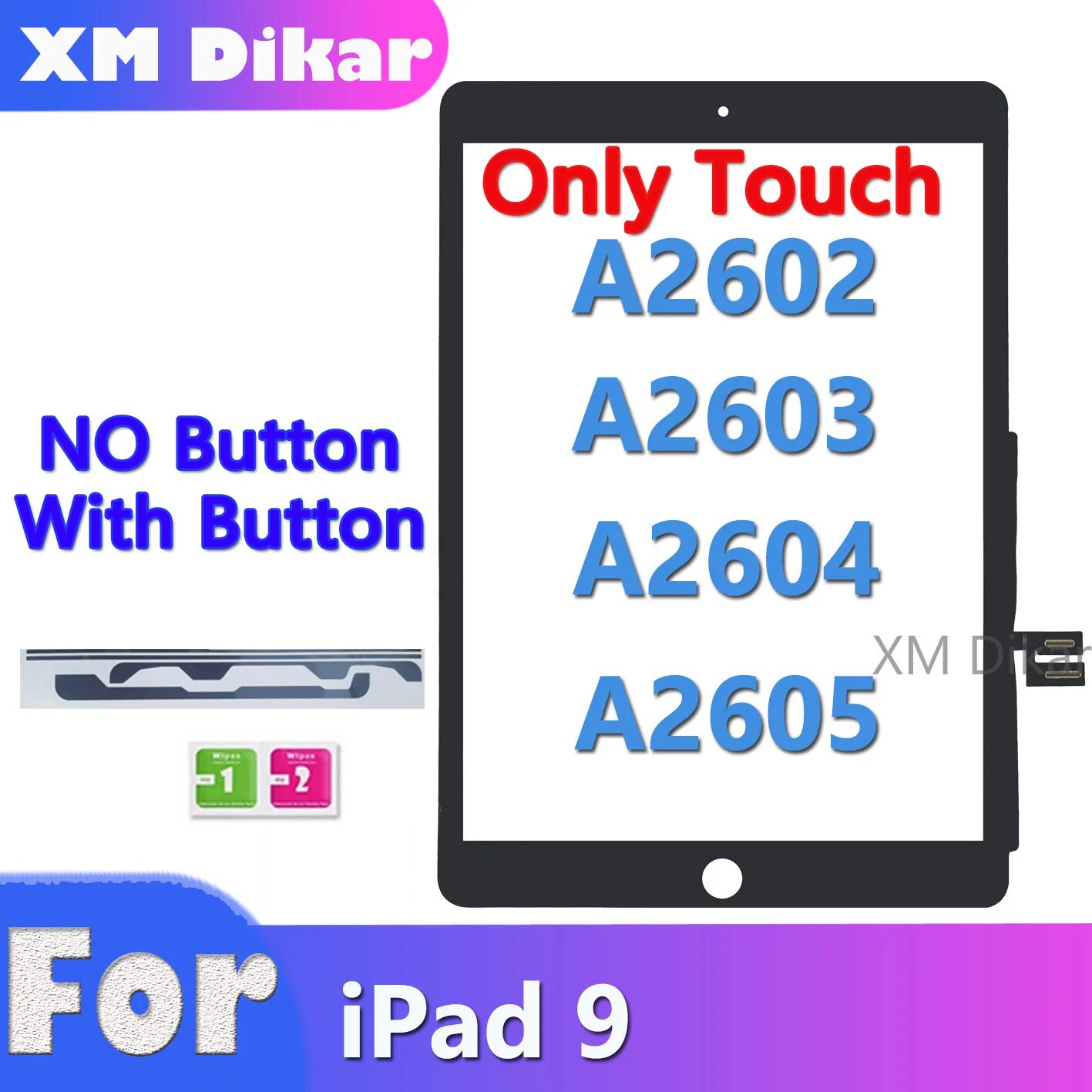 Сенсорный экран для iPad 9 2021 XM Dikar Black With Button