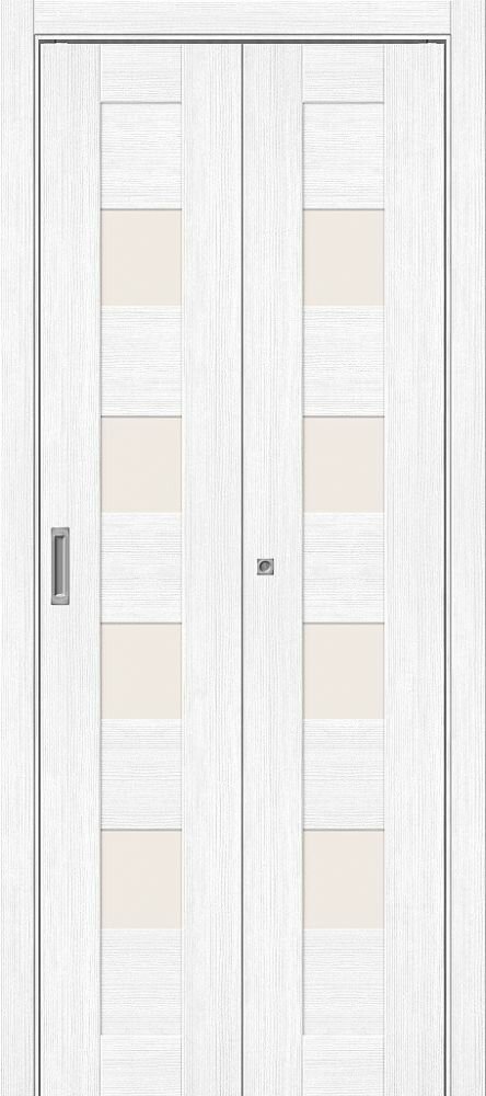 Дверь-Книжка Складная с Экошпоном Bravo Браво-23 Snow Melinga / Magic Fog Межкомнатная 350x2000мм (Полотно 2шт+Коробка+Наличники 5шт+Ручка+Петли+Ролик) / Браво.