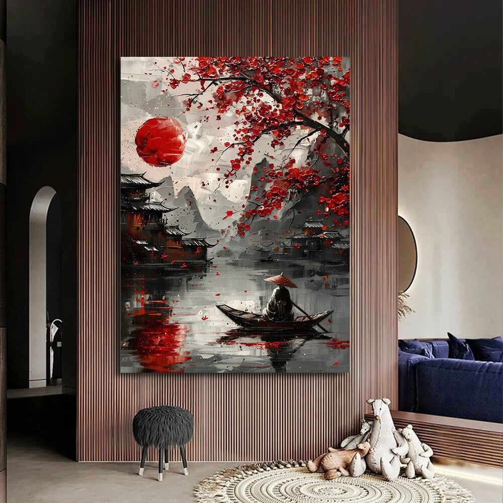 Картина самурай, интерьерная картина в японском стиле, 60х80 см.