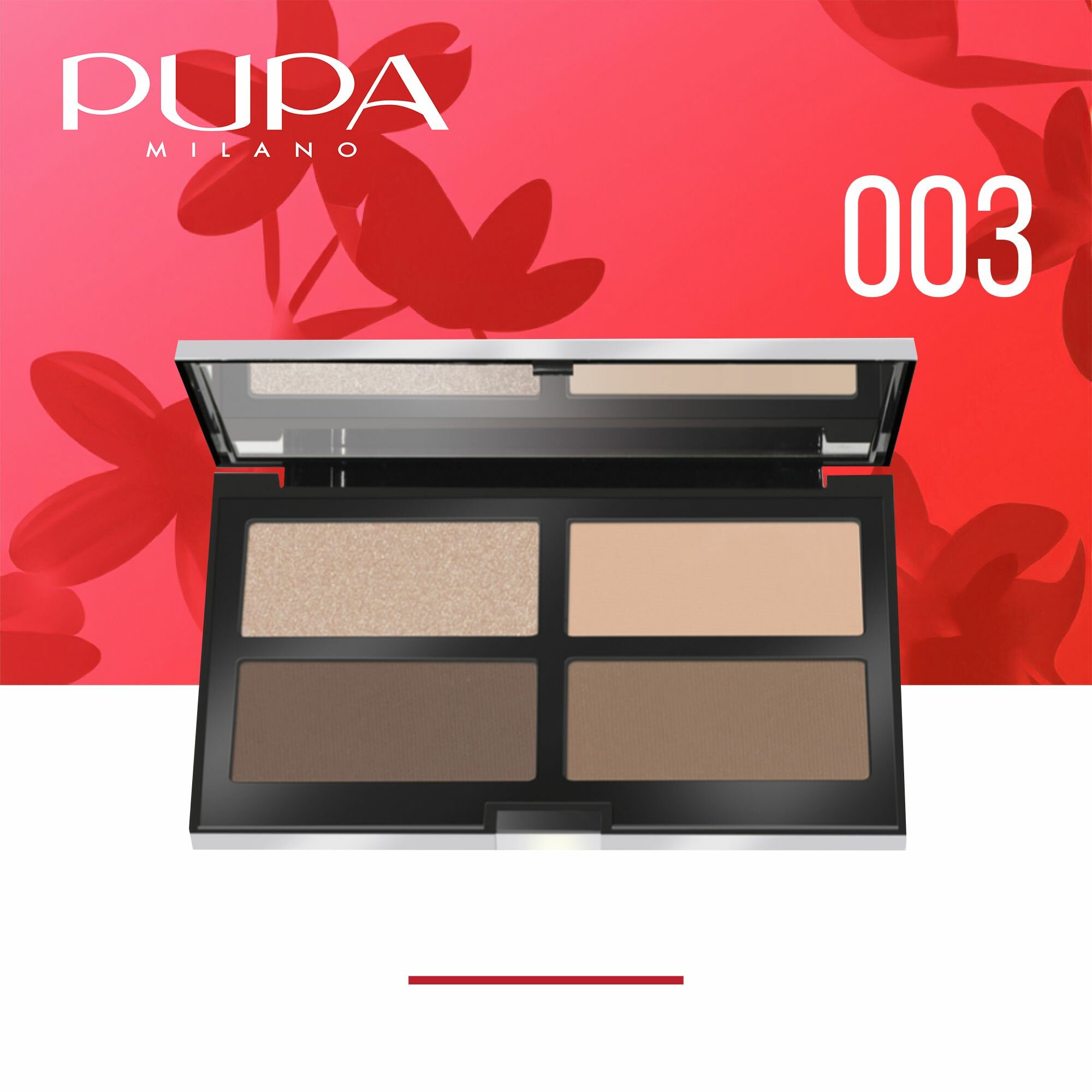 PUPA Набор для контуринга Contouring & Strobing Palette, оттенок №003 для темной кожи