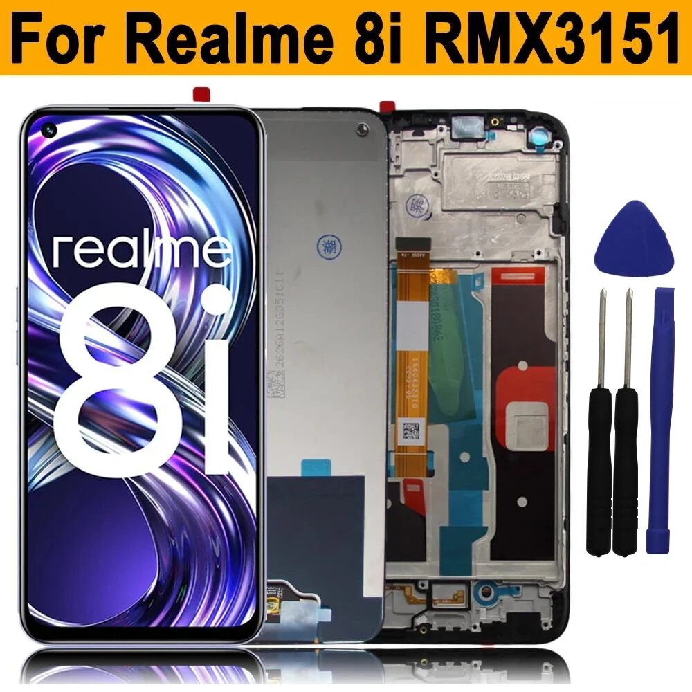 6,6-дюймовый новый дисплей для OPPO Realme 8i, ЖК-дисплей с цифровым преобразователем With Frame