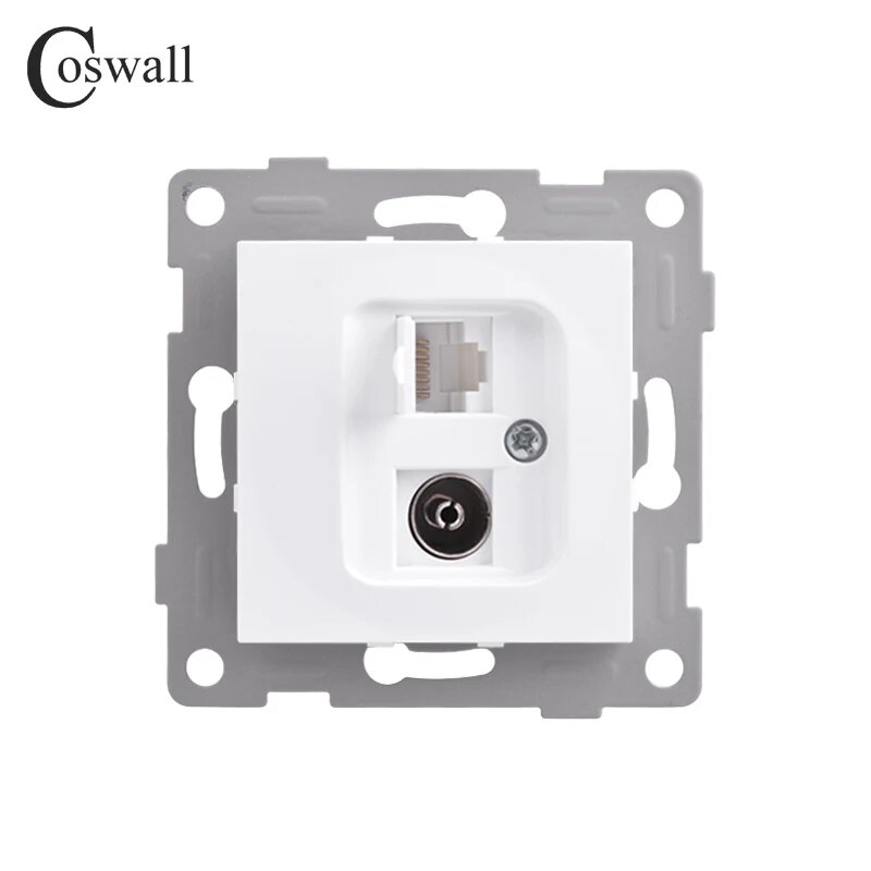 COSWALL Розетка RJ45 + ТВ, Серия H, Белый