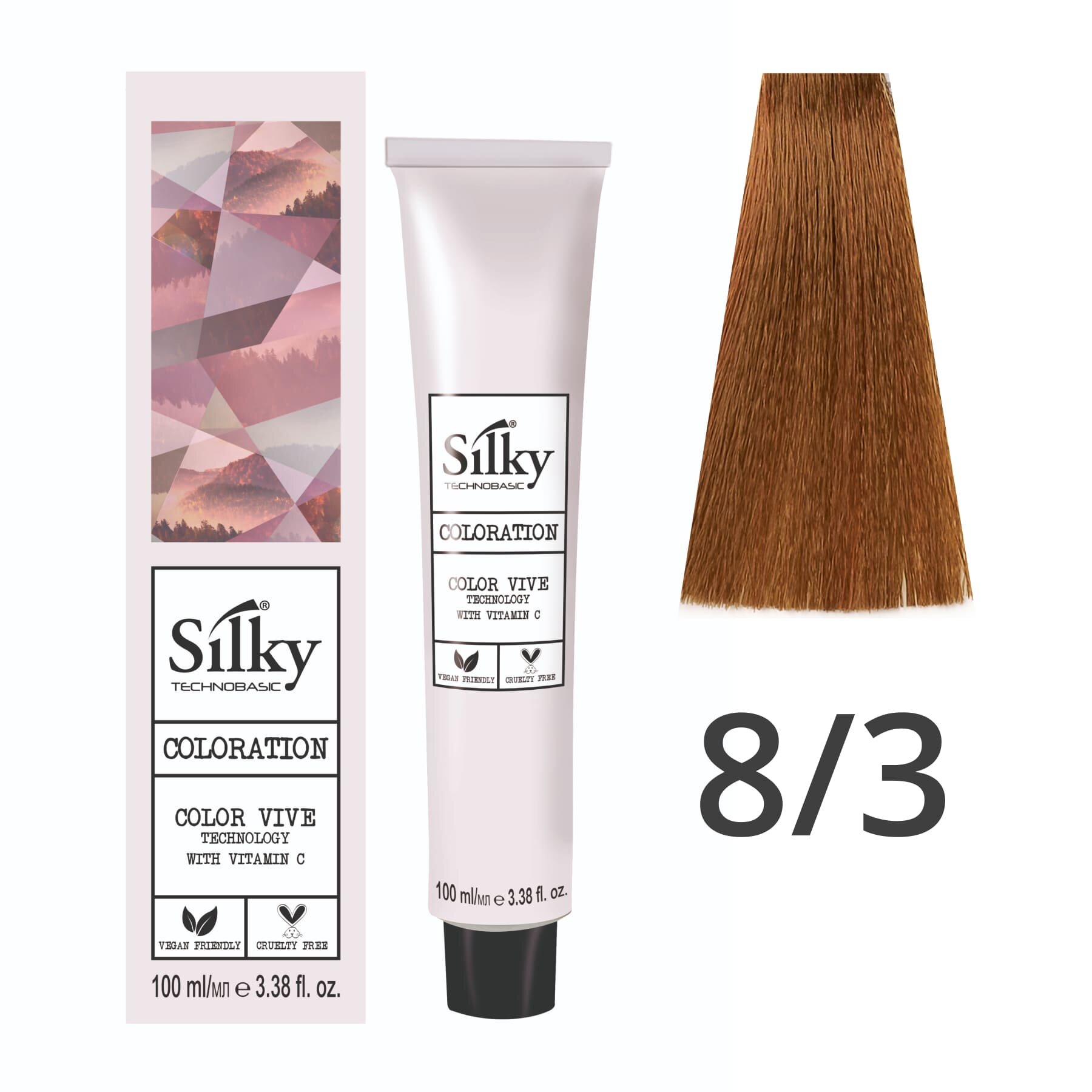 Краска для волос профессиональная Silky Color Vive/Ultralift 8/3 Светлый русый Золотистый, 100 мл