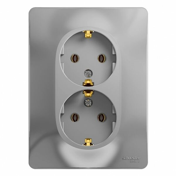 Розетка 2-м СП Glossa 16А IP20 с заземл. в сборе алюминий GSL000324 Schneider Electriс